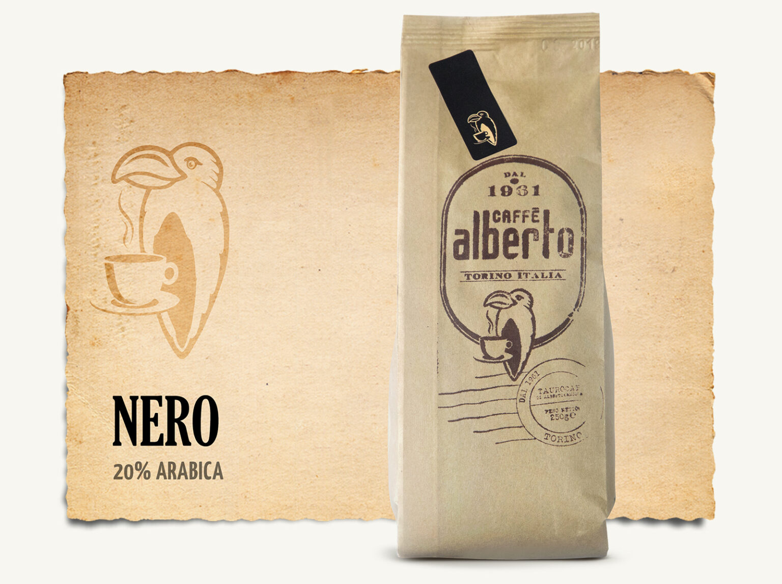 Caffè Nero macinato sacchetto da 250gr – Caffè Alberto